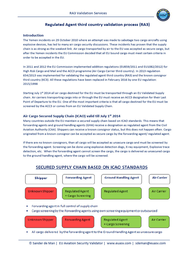 RA3 Validation Process 2016 | PDF | Cargo | Airport Security