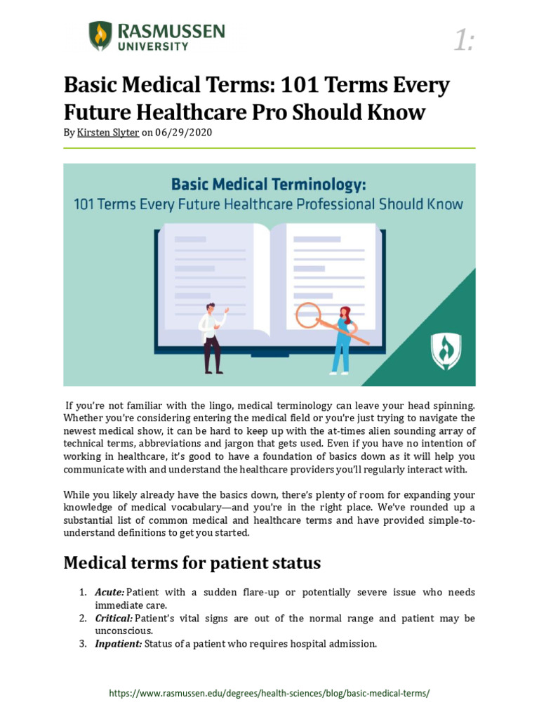 Basic Medical Terms 101 Terms Every Future Healthcare Pro Should Know ...