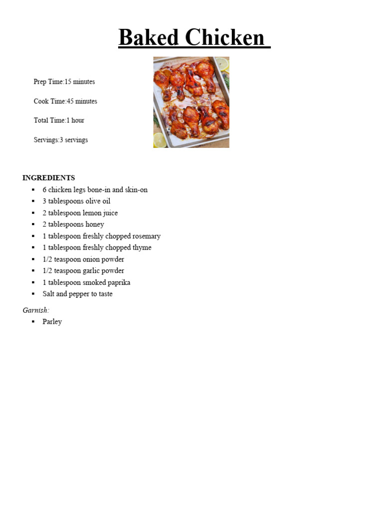 Baked Chicken | PDF