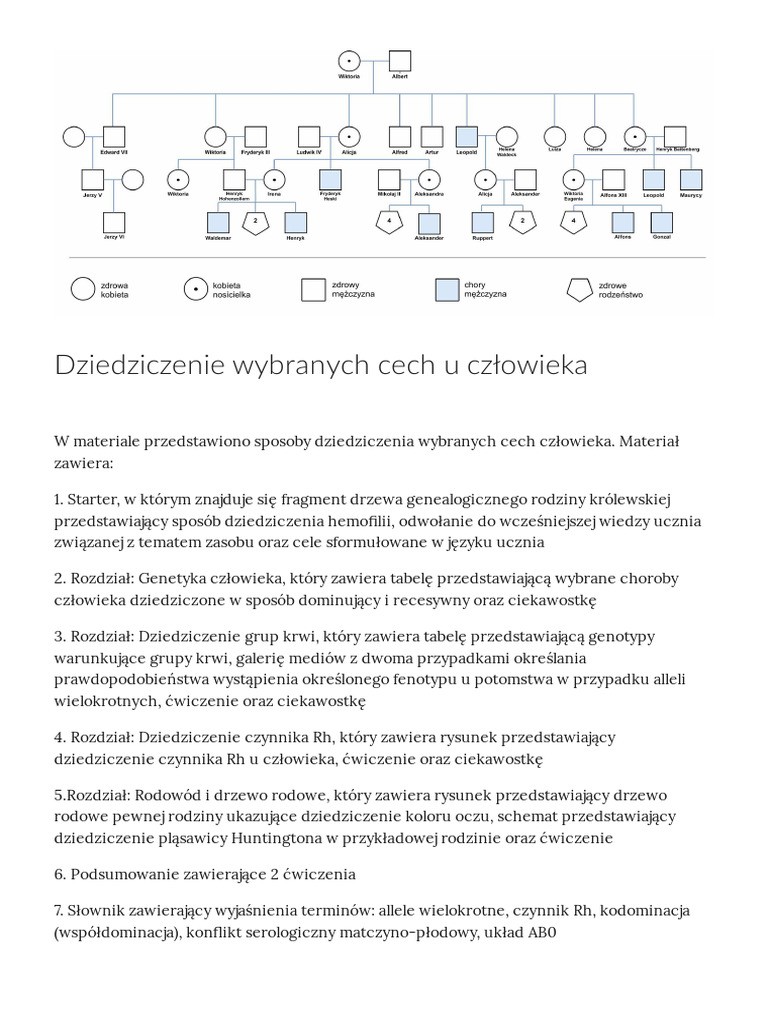 Dziedziczenie Wybranych Cech U Czlowieka | PDF