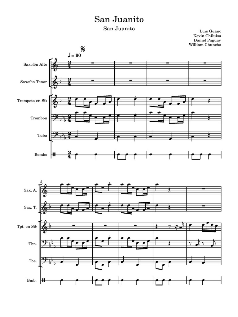 San Juanito Music Partitura | PDF | Musical Instruments | Aerophones