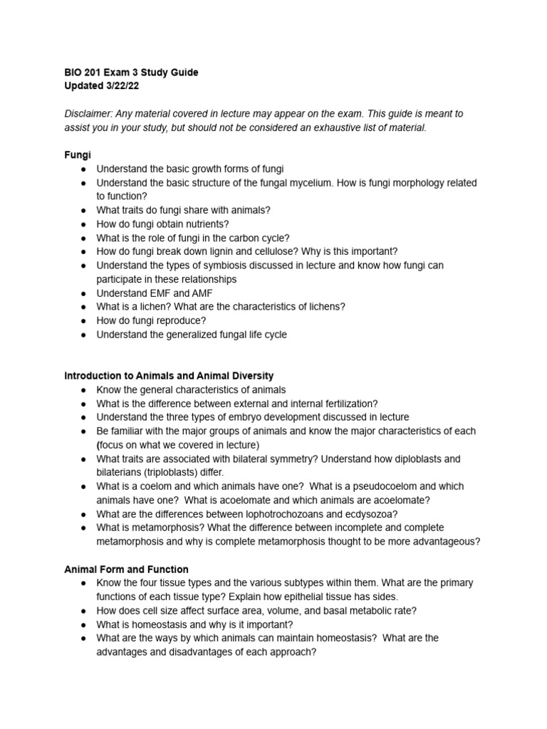 BIO 201 Exam 3 Study Guide | PDF | Neuron | Nervous System