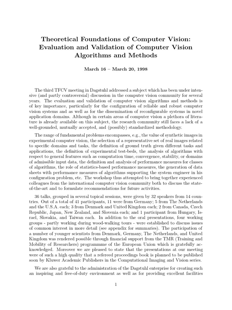 Theoretical Foundations of Computer Visi | PDF | Computer Vision ...