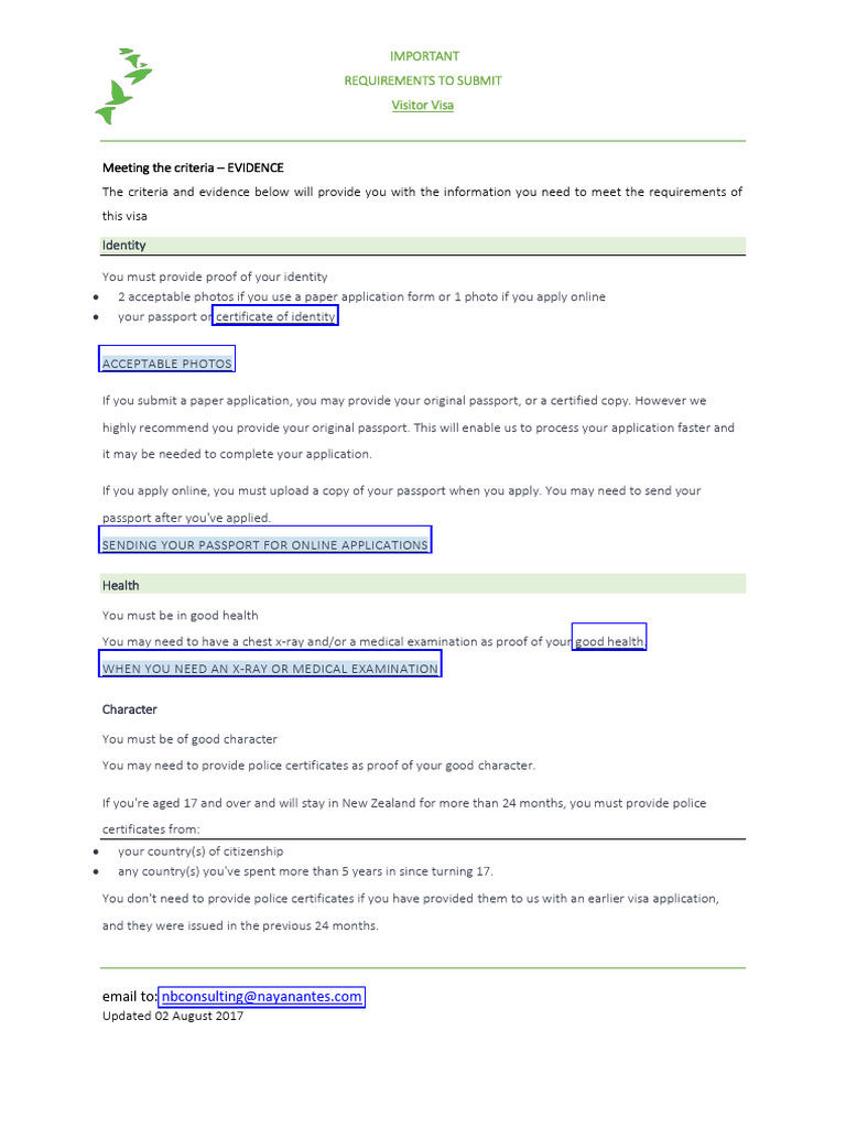CHECKLIST-Visitor Visa | Download Free PDF | Travel Visa | Payments