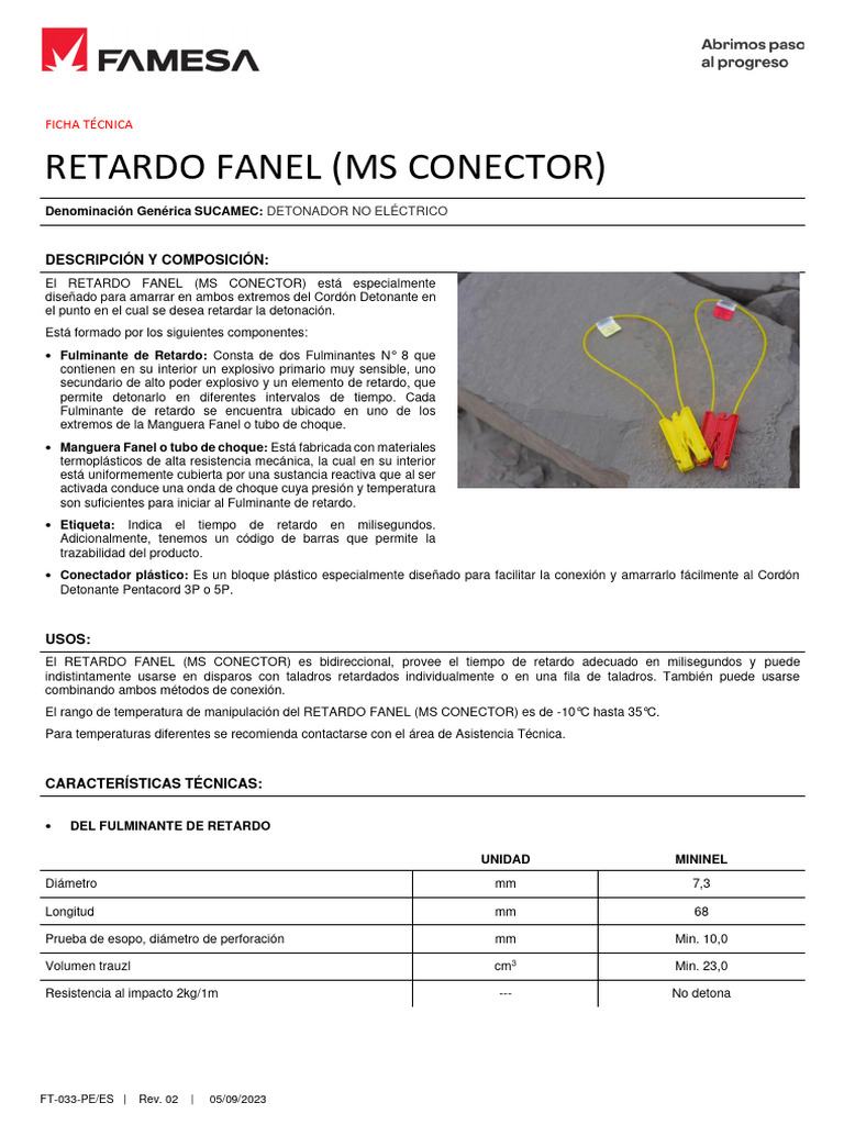 Retardo Fanel: Detonador No Eléctrico | PDF | Conector eléctrico | Color