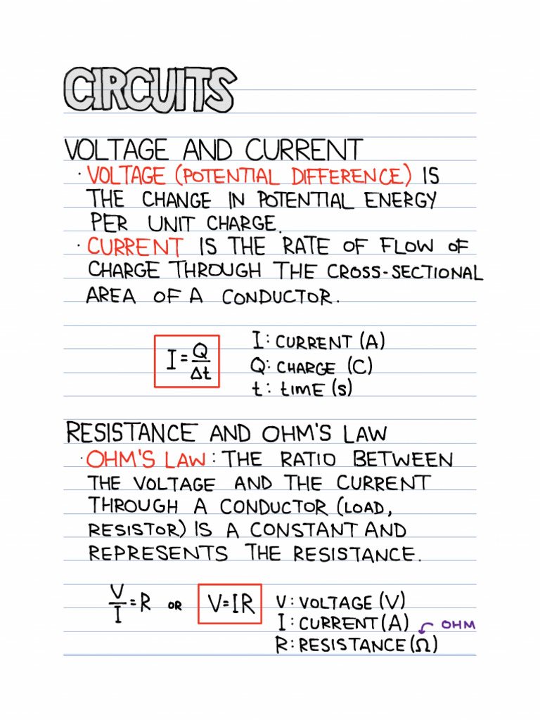 Circuits-Notes | PDF | Voltage | Electrical Resistance And Conductance