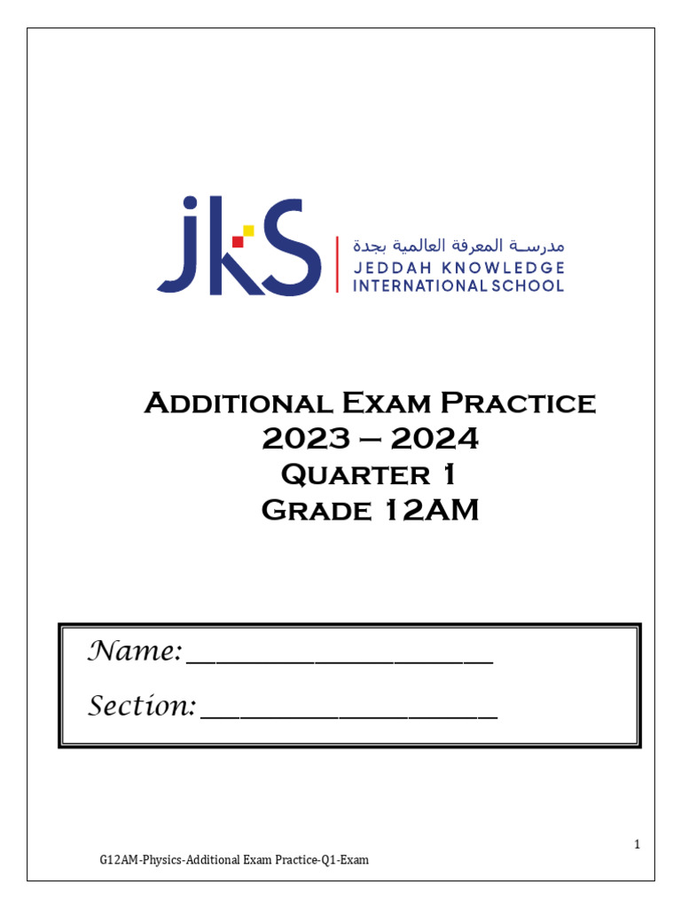 Grade 12 Physics Q1 Exam Practice | PDF | Force | Acceleration
