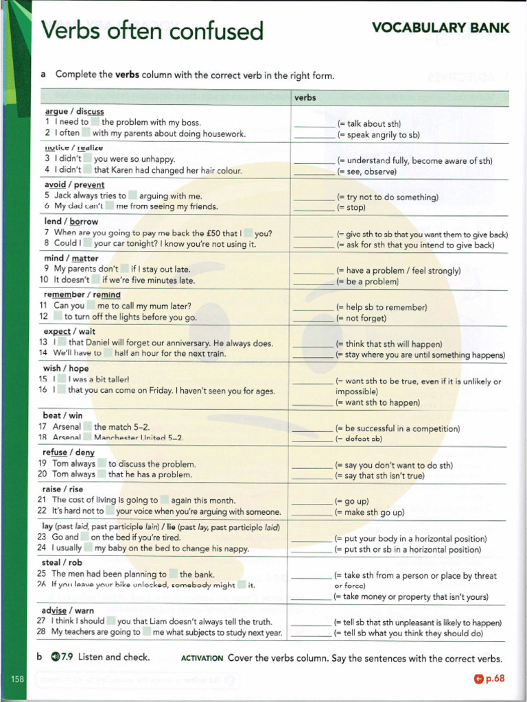 Confusing Verbs Upper A | PDF