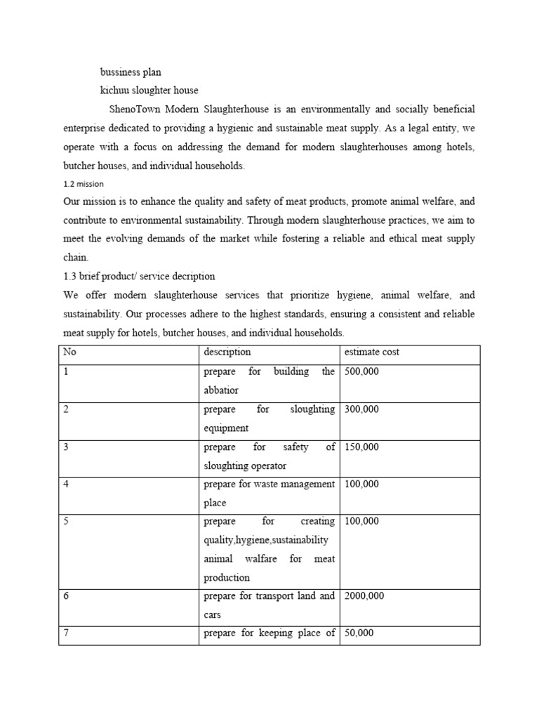 Sheno Town Modern Slaughterhouse Plan | PDF | Sustainability | Meat