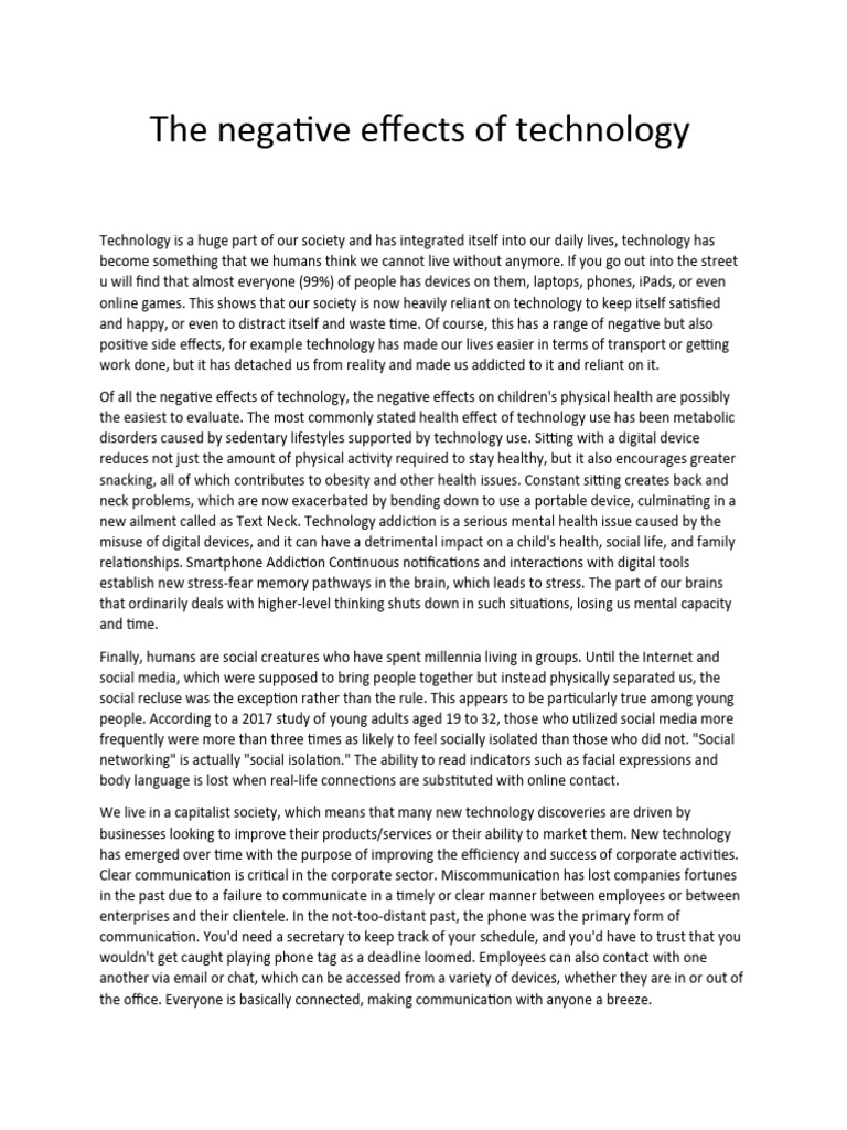 The Effects of Technology | PDF