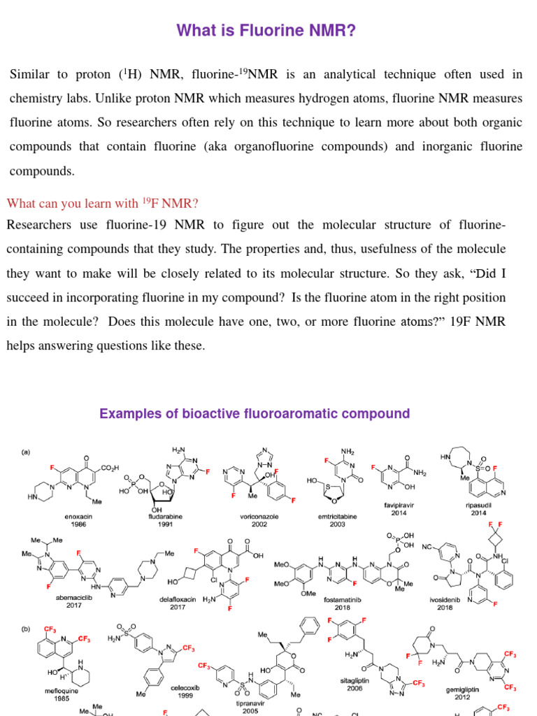Fluorine NMR: Analyzing F-19 Compounds | PDF | Science & Mathematics