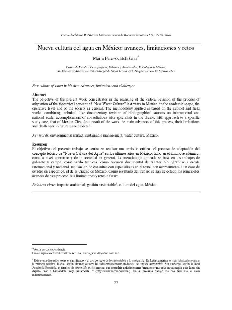 v6 n2 2 Nueva Cultura Del Agua en Mexico | PDF | Agua | Sustentabilidad