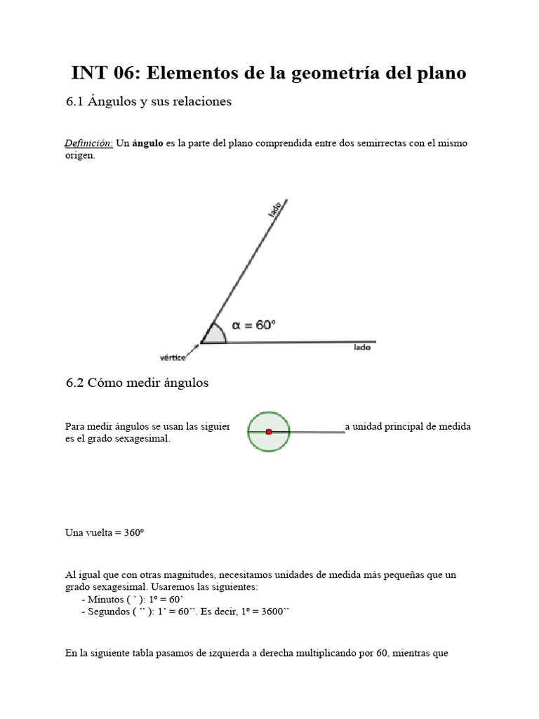 INT 06 - Elementos de La Geometría Del Plano | PDF | Ángulo | Trigonometría