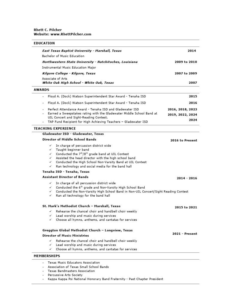 Rhett Pilcher Resume Online Updated April 2024 | PDF