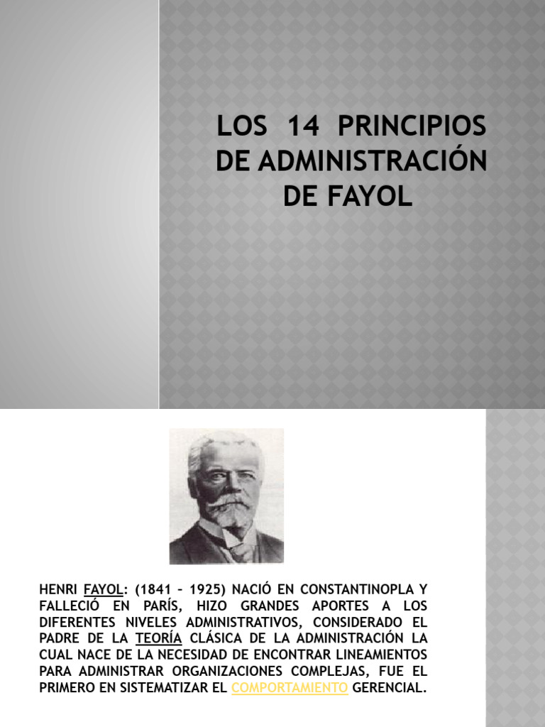 14 Principios de Henry Fayol | PDF