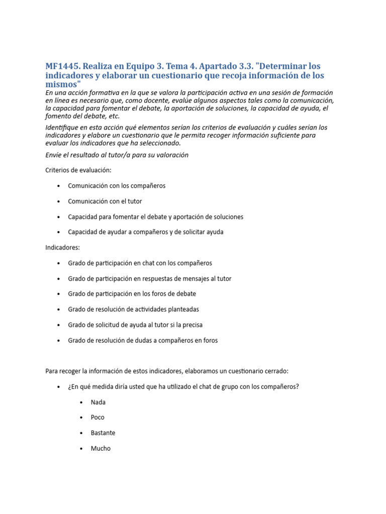 Actividad Grupal 3 | PDF | Cuestionario | Chat en linea