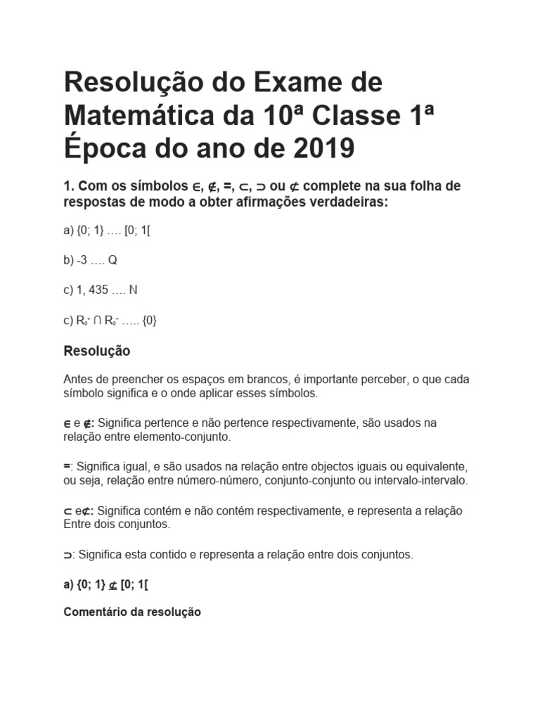 Exercicios Matematica 10 Classe | PDF | Equações | Equação quadrática