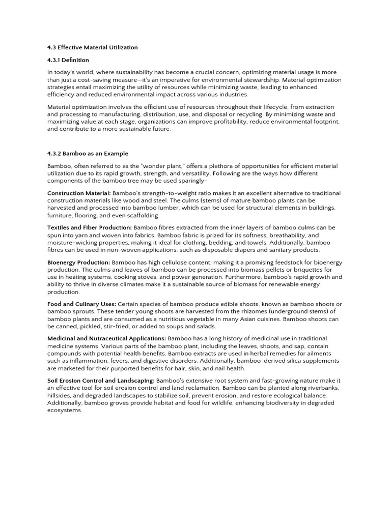 4 3 Effective Material Utilization V2 Pdf Bamboo Textiles