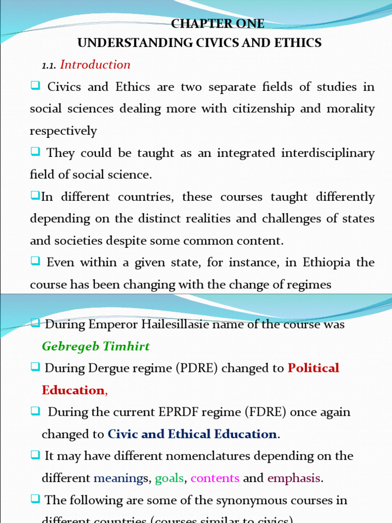 Civics and Ethics: A Comprehensive Overview | PDF | Citizenship ...