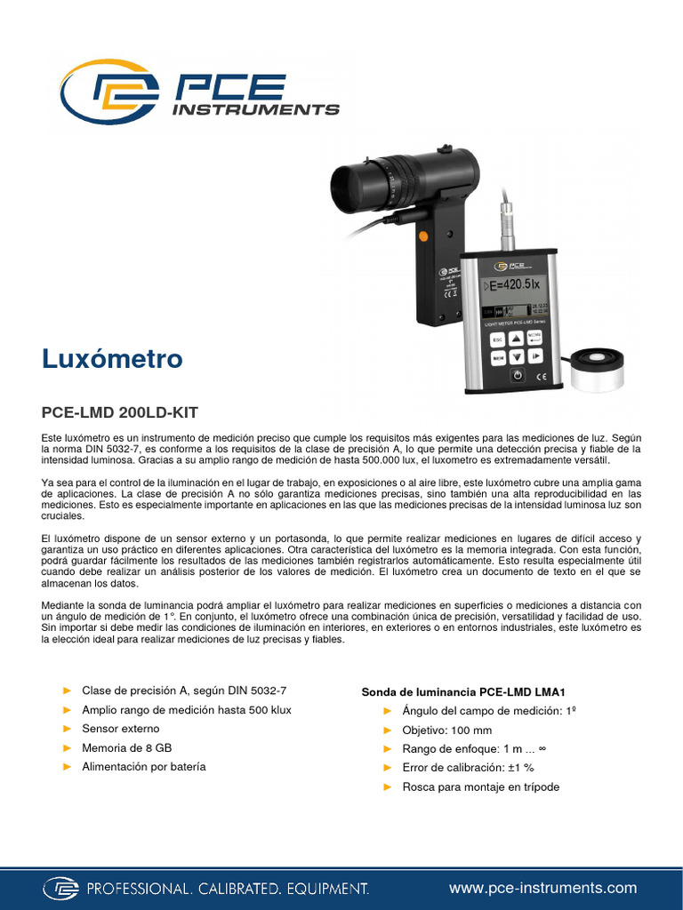 Luxómetro PCE-LMD 200LD-KIT: Precisión A | PDF | Medición | Sensor