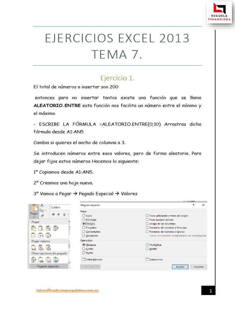 Explicación-Tema 7 Excel | PDF | Microsoft Excel