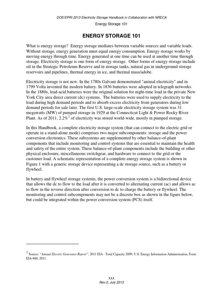 DOE ESS Handbook - 30 | PDF | Energy Storage | Electricity