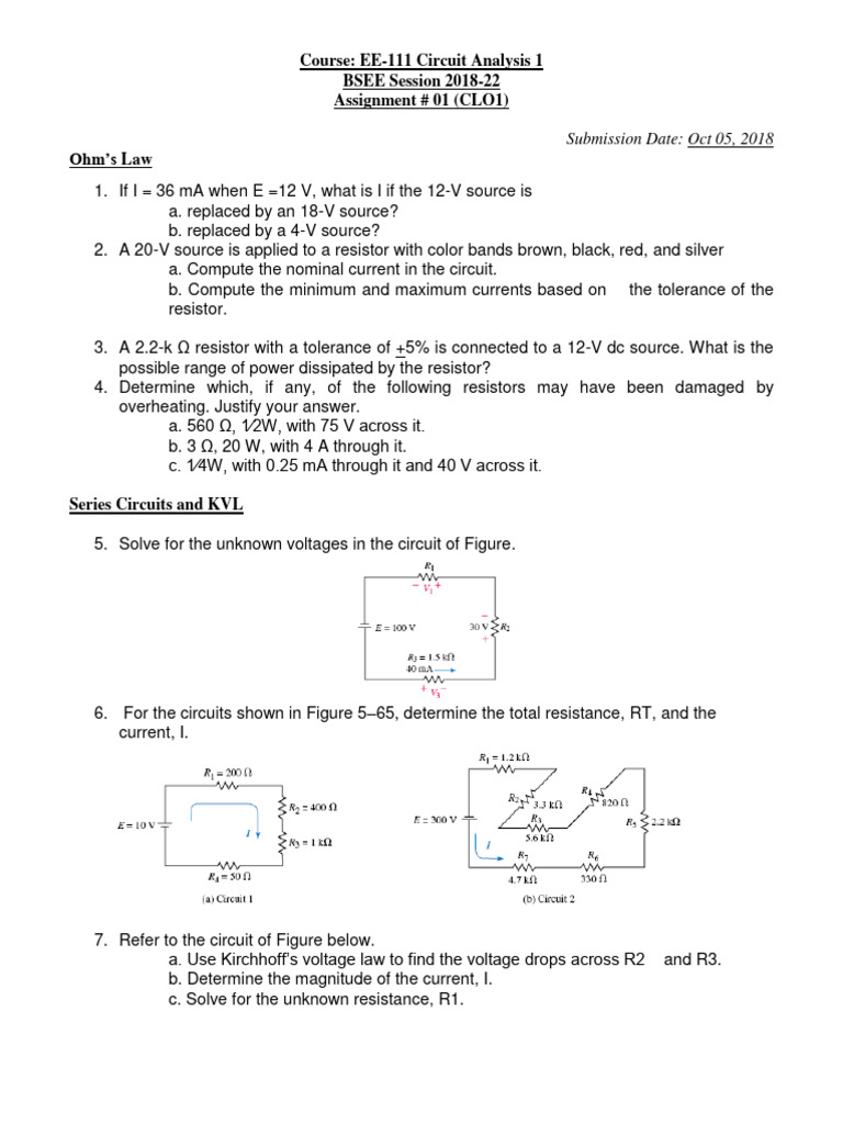 Assignment 1 | PDF | Resistor | Electrical Network