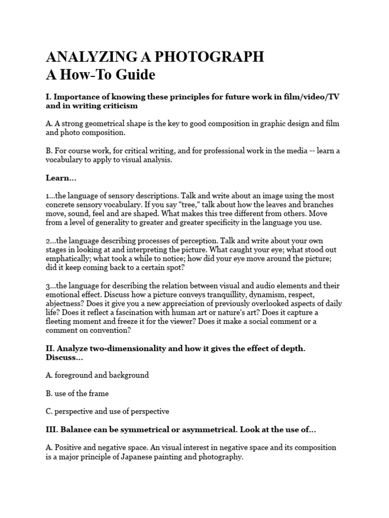 ANALYZING_A_PHOTOGRAPH | PDF | Composition (Visual Arts) | Image