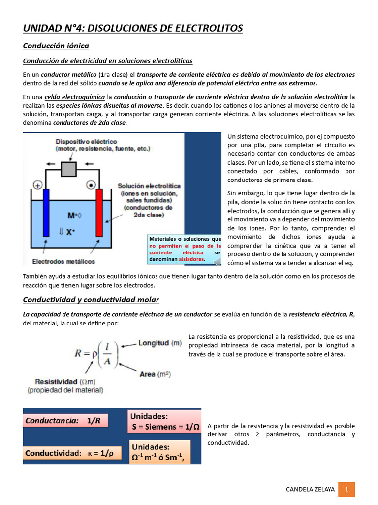 Conductividad en Soluciones Electrolíticas | PDF | Resistividad Eléctrica y Conductividad ...
