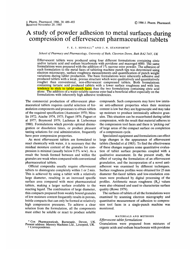 6.A Study of Powder Adhesion Compression of Effervescent To Metal ...