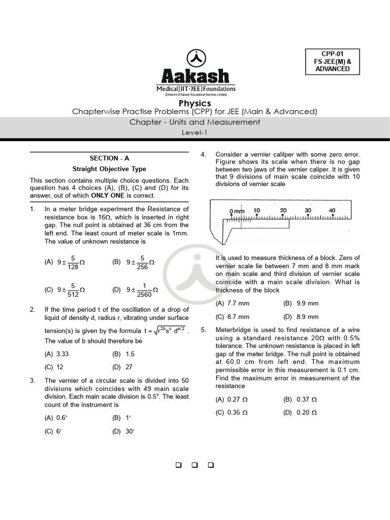 FS CPP 01 Physics Chemistry Mathematics 2020 | PDF | Chemical Compounds | Physical Sciences
