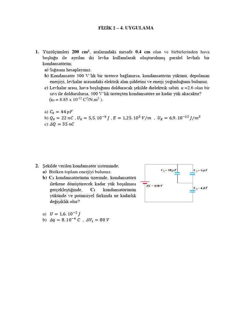 Fizik 2 Uygulama 4 | PDF