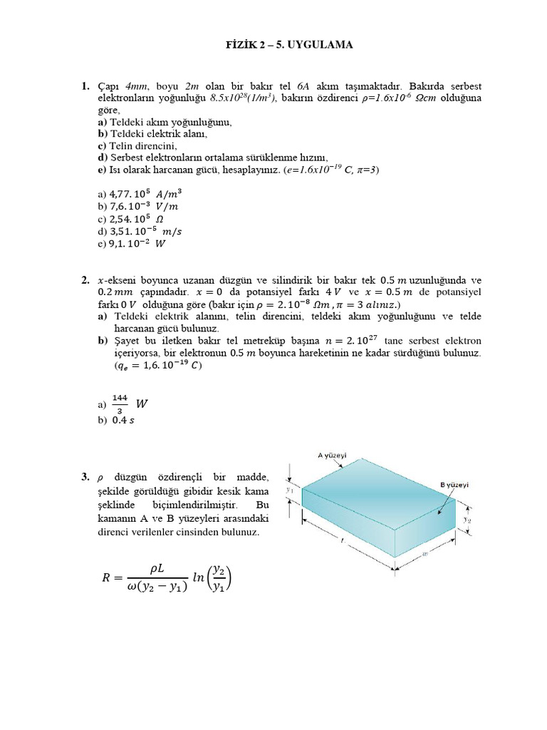 Fizik 2 Uygulama 5 | PDF
