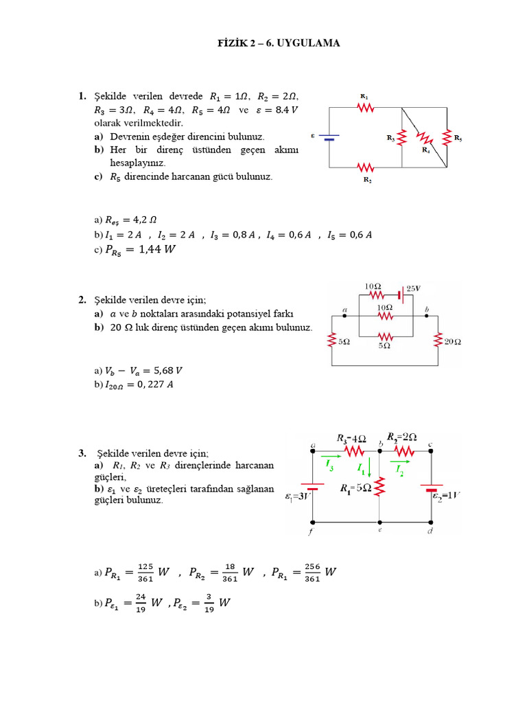 Fizik 2 Uygulama 6 | PDF