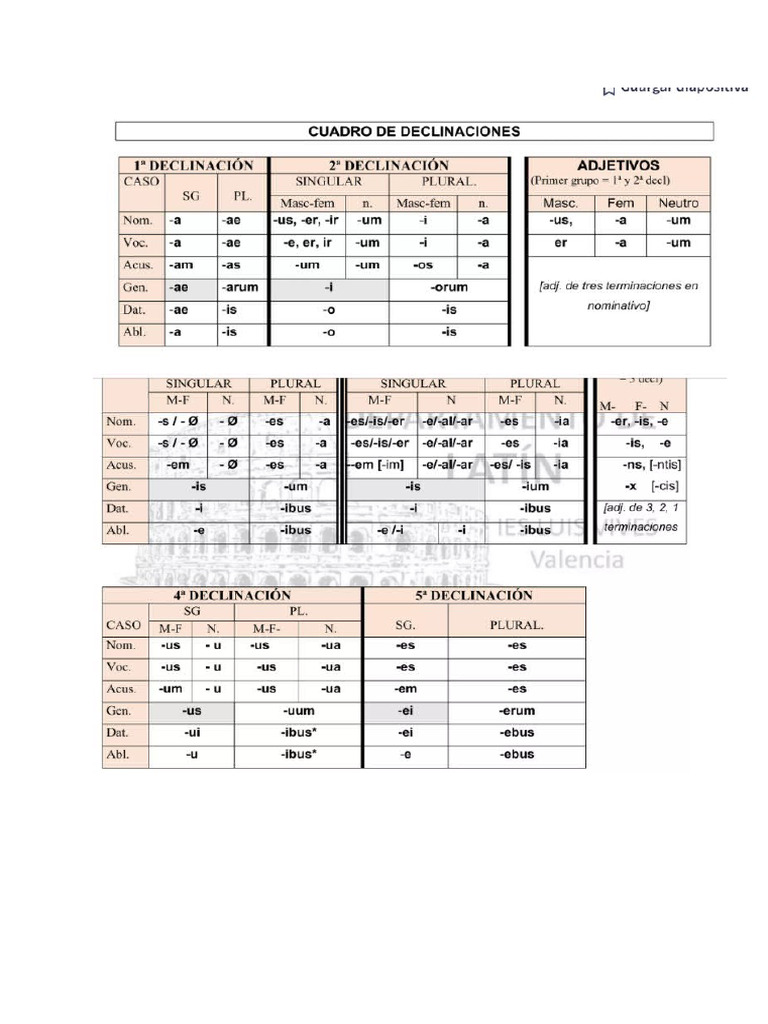 declinaciones latín | PDF