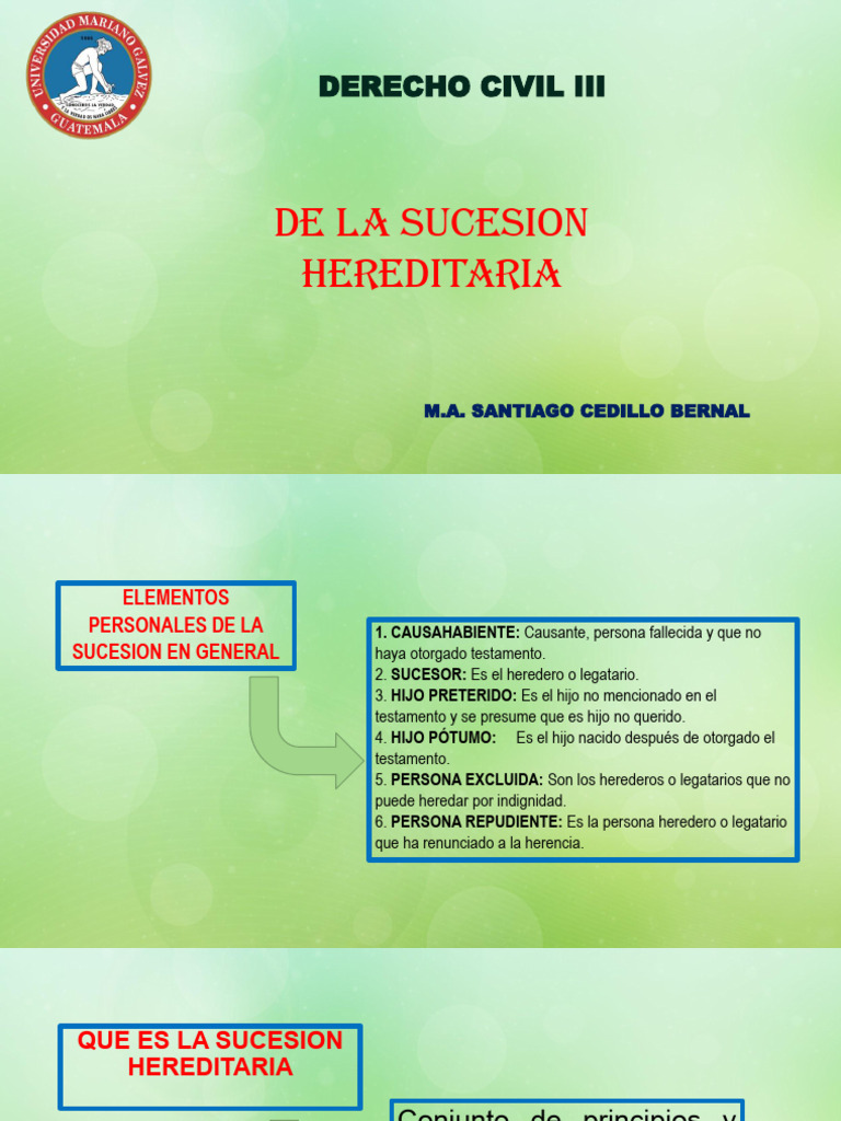 Elementos de la Sucesión Hereditaria | PDF | Herencia | Intestacy