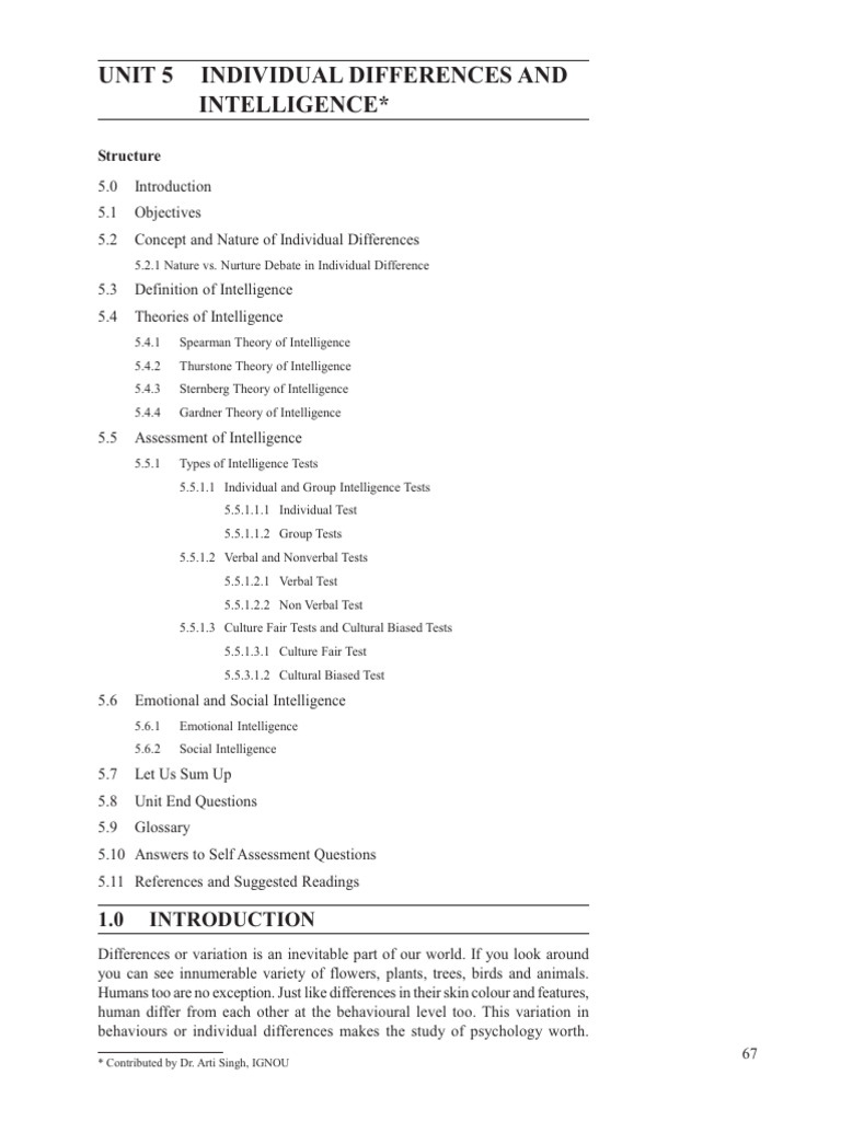 Individual Differences & Intelligence | PDF | Wechsler Adult ...