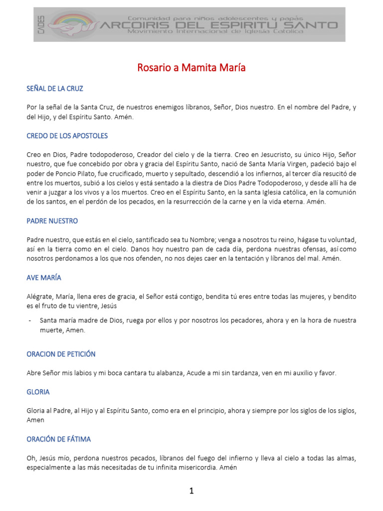 Rosario A Mamita María | PDF | María, madre de Jesús | Jesús