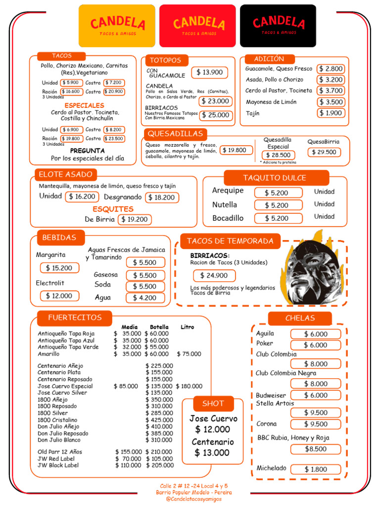 2024 Menu Candela | PDF | Comida y bebida | Alimentos