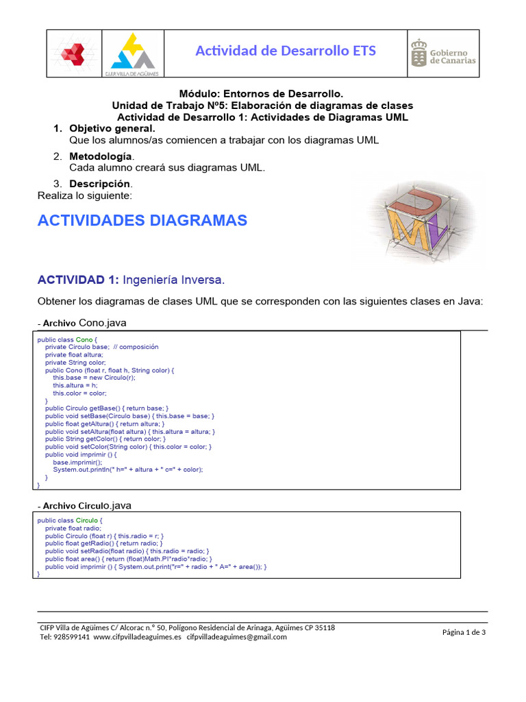 1 Actividades UML | PDF | Java (lenguaje de programación) | Lenguaje de modelado unificado