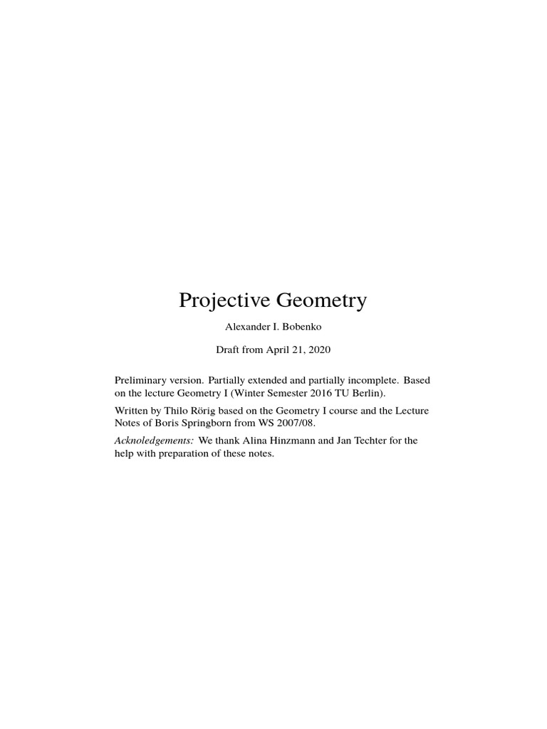 Geometry1 Projective | PDF | Axiom | Projective Geometry