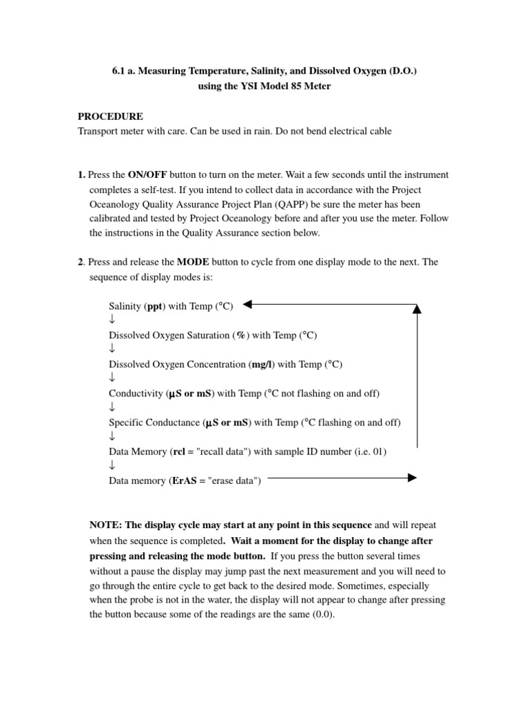 YSI 85 Meter | PDF | Calibration | Nature