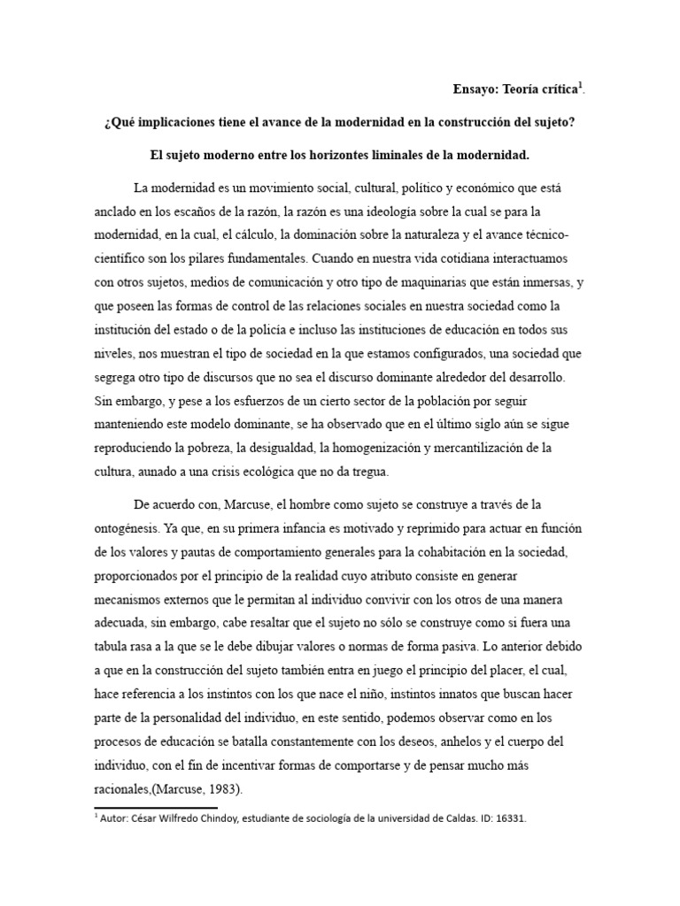 El Sujeto Moderno Entre Los Horizontes Liminales de La Modernidad | PDF ...