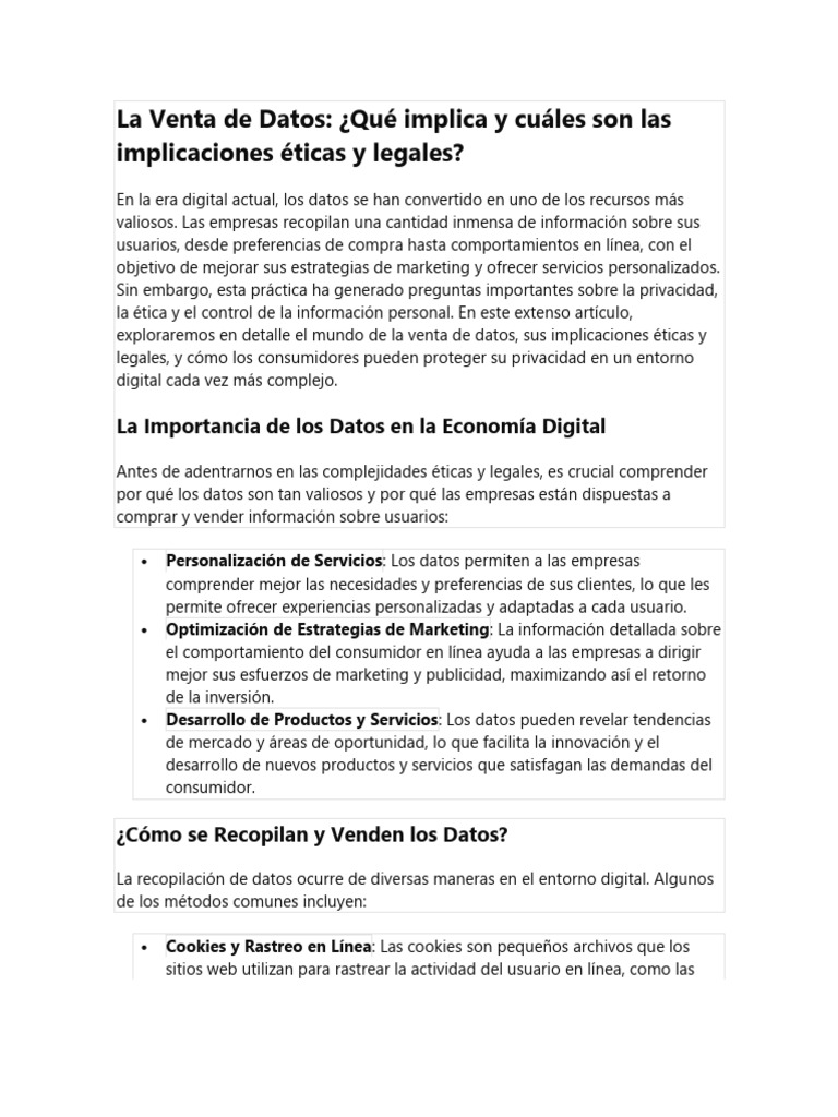 La Venta de Datos | PDF | Marketing | Privacidad