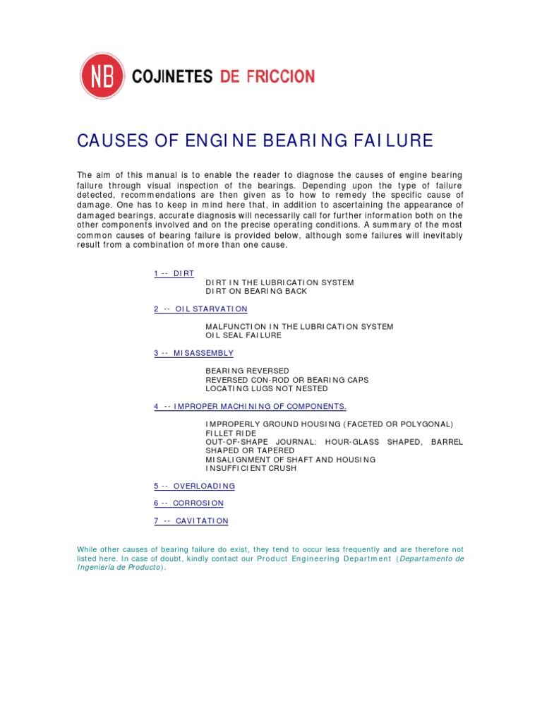 Causes of Engine Bearing Failure: 1 - Dirt | PDF