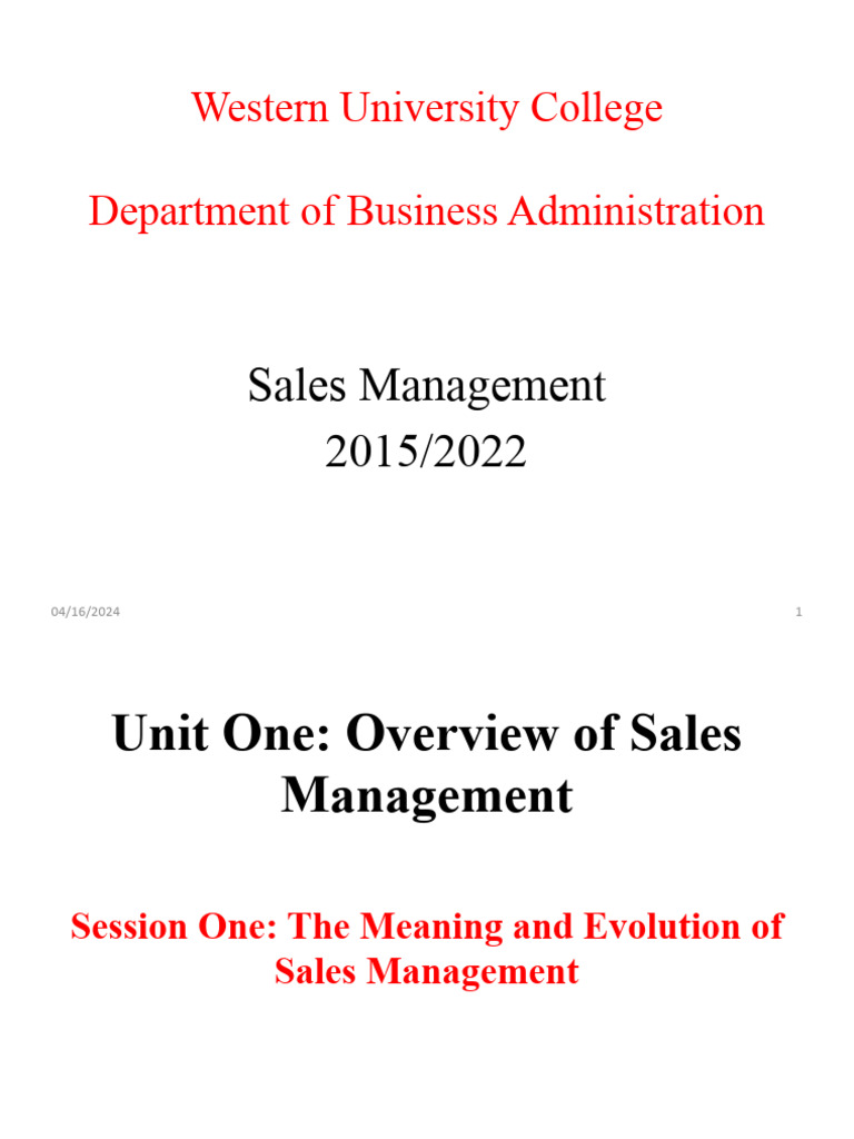 Sales Management | PDF | Sales | Marketing