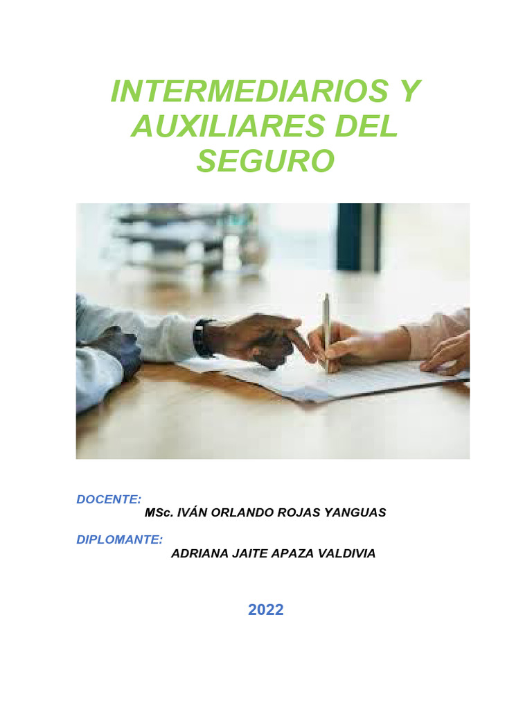 Intermediarios Y Auxiliares Del Seguro: Docente | PDF | Justicia | Crimen y violencia
