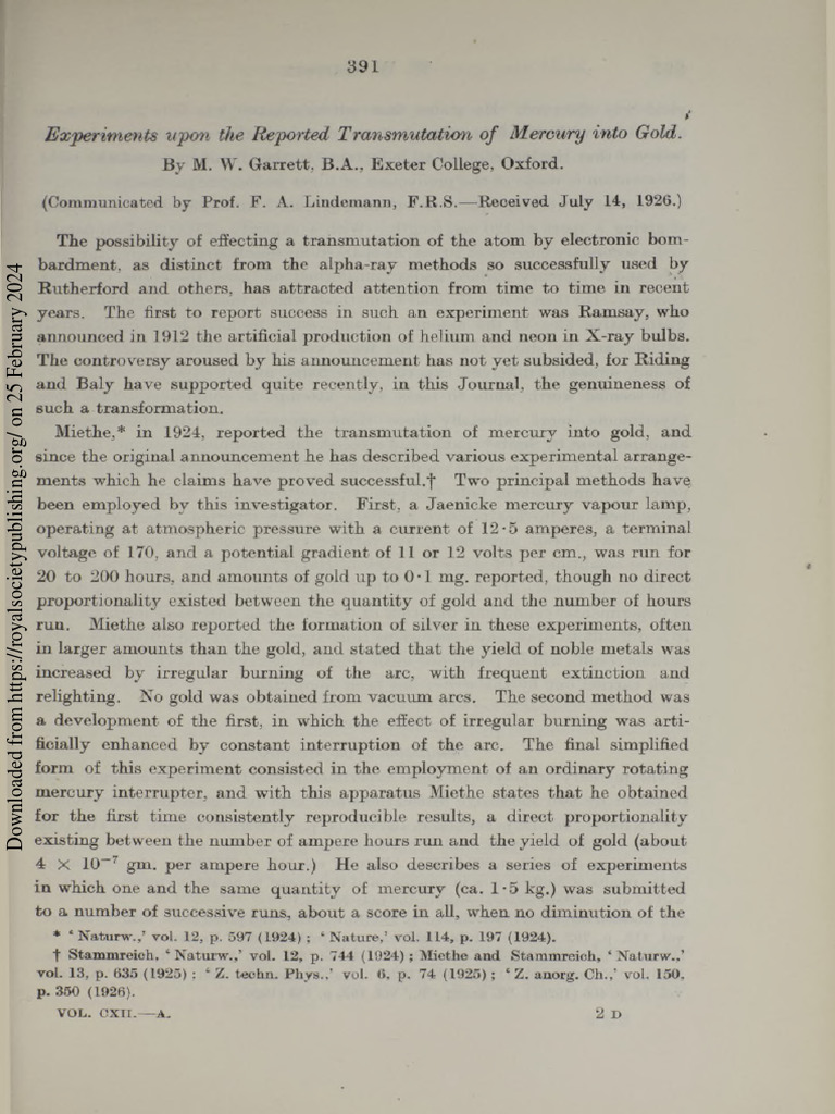 Mercury to Gold Transmutation Study | PDF | Electric Arc | Vacuum Tube