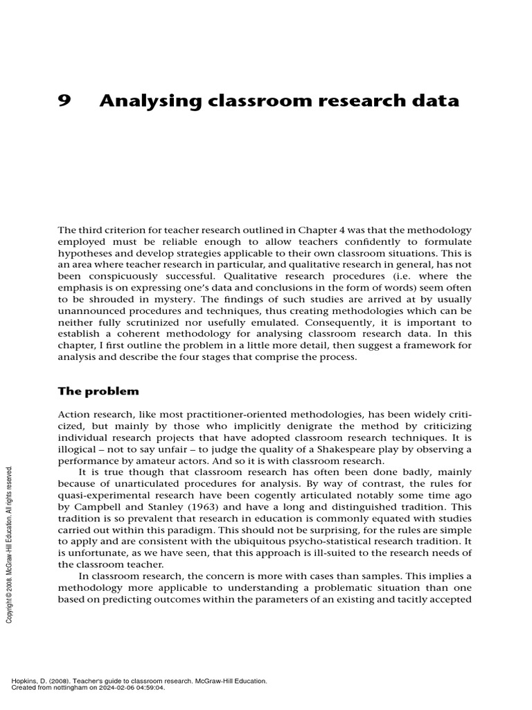 Teacher's Guide To Classroom Research - (Chapter 9 Analysing Classroom ...