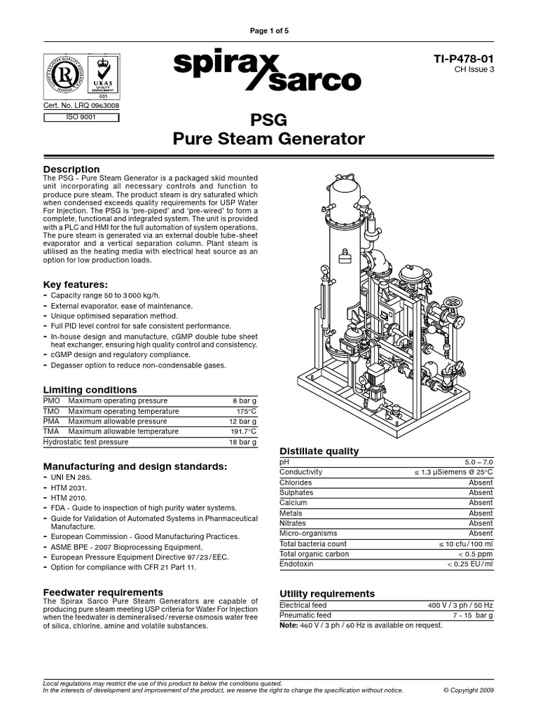 Spirax Sarco - Pure Steam Generator | PDF | Boiler | Steam